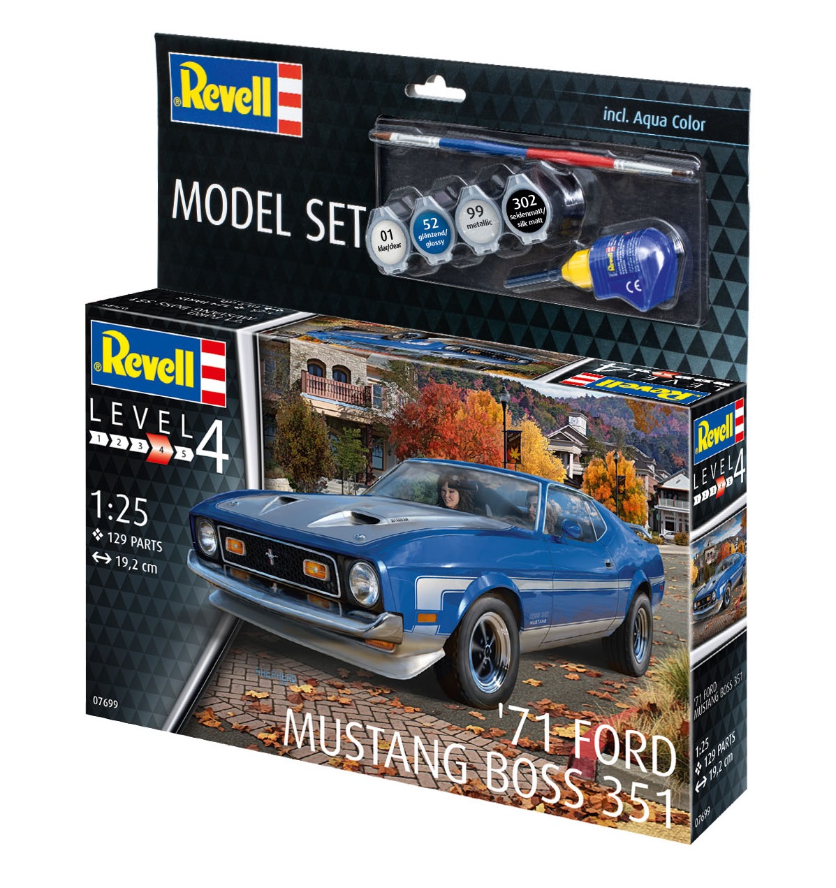 KIT PARA MONTAR REVELL MODEL SET FORD MUSTANG BOSS 351 1971 1/25 129 ...